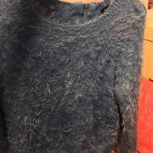 Sweaters | Blue Fuzzy Sweater | Poshmark